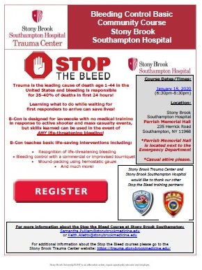 Bleeding Control Basic (B-Con) Training Course Schedule | Stony Brook Trauma Center